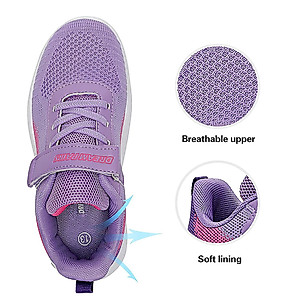 DREAM PAIRS Boys Girls Shoes Kids Tennis EZ-Ons MagicZips Athletic Running Walking Sneakers,Size 2 Little Kid,Purple/Fuchsia,Zoom-K