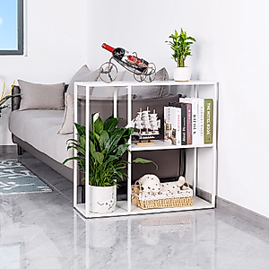 HDANI Console Table, Narrow Entryway Table, 3 Tier Metal Hallway Table, 9.8''Dx31.5''Wx29.7''H(White)