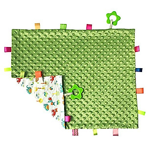 G-Tree Large Blanket with Tag for Babies, Soft Taggy Security Blanket, Lovely Tag Blanket (Green)