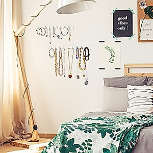 6 Pieces Acrylic Necklace Holder Set Wall Mounted Necklace Hanger Jewelry Organizer Hanging with 9 Hanger Hooks, Jewelry Hangers for Girls Women Necklace, Bracelet (Transparent)