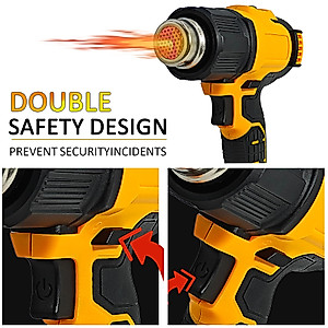 Cordless Heat Gun for Dewalt 20v Battery, 1022℉ Fast Heating Soldering Hot Air Gun for Shrink Tubing, Heat Gun For Crafts, Shrink Wrap， Electronics, Resin，Wire Connectors(Without Batteries)