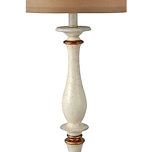 Collective Design L71520ADSAM Charlton, Crackled White and Gold Finish, Taupe Hardback Silk Shade Floor Lamp