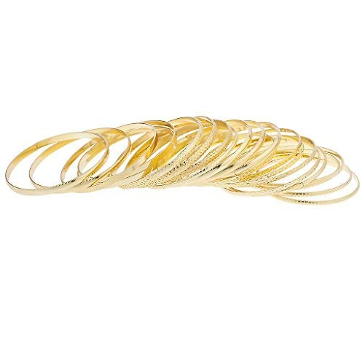 LUX ACCESSORIES Gold Tone Multi Textured and Smooth Aztec Bangle Set