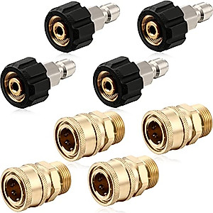 Shimeyao 8 Pieces Pressure Washer Adapter Set, Pressure Washer Quick Connect Fittings, M22 to 3/8 inch Quick Connect, Pressure Washer Hose Adapter for Pressure Garden Washer Hoses, 5000 Psi