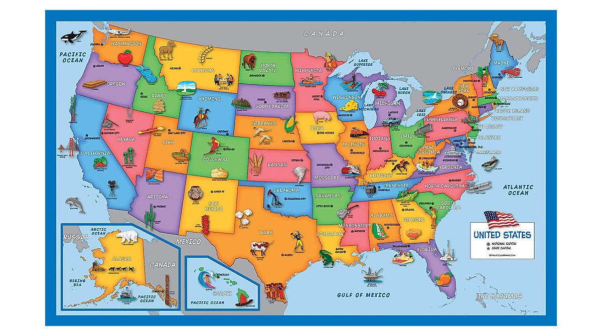 Kids Educational Map Set - World & USA Posters for Classrooms
