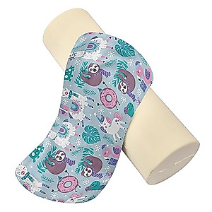 Sloth Unicorn Alpaca Dinosaur Neck Support Pillow Round Neck Roll Bolster Cylinder Pillow Cervical Pillows Knee Pillow for Leg Knee Back Head Support for Adults Bedroom Camp Work