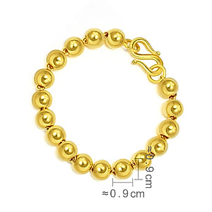 CHOW SANG SANG 999.9 24K Solid Gold Price-by-Weight Gold Beaded Bracelet for Women 09464B (Approx. 1tael (~37.42g), 7.4", (19 CM))