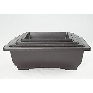 4 Mix Dark Brown Rectangular Plastic Bonsai/Succulents Pot - 6.25" to10
