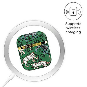 RICHMOND & FINCH Airpods Case, Green Leopard Full Protective Cover, Shockproof, Scratch Resistant, Wireless Charging Compatible Case for Airpods