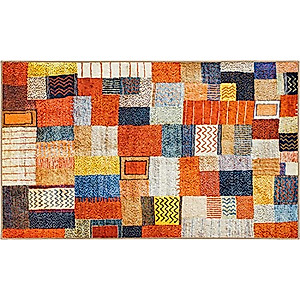 My Magic Carpet Washable Rug - Non-Slip, Stain Resistant, Waterproof, Foldable - 1 Piece Accent Living Room & Bedroom Area Rug - Pet & Kid Friendly (Patchwork Multicolor, 3X5 ft)