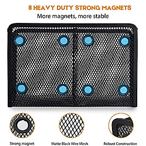 Magnetic Pencil Holder - Extra Strong Magnets Mesh Marker Holder Perfect for Whiteboard, Refrigerator and Locker Accessories (2 Baskets, 1 Pack Black)