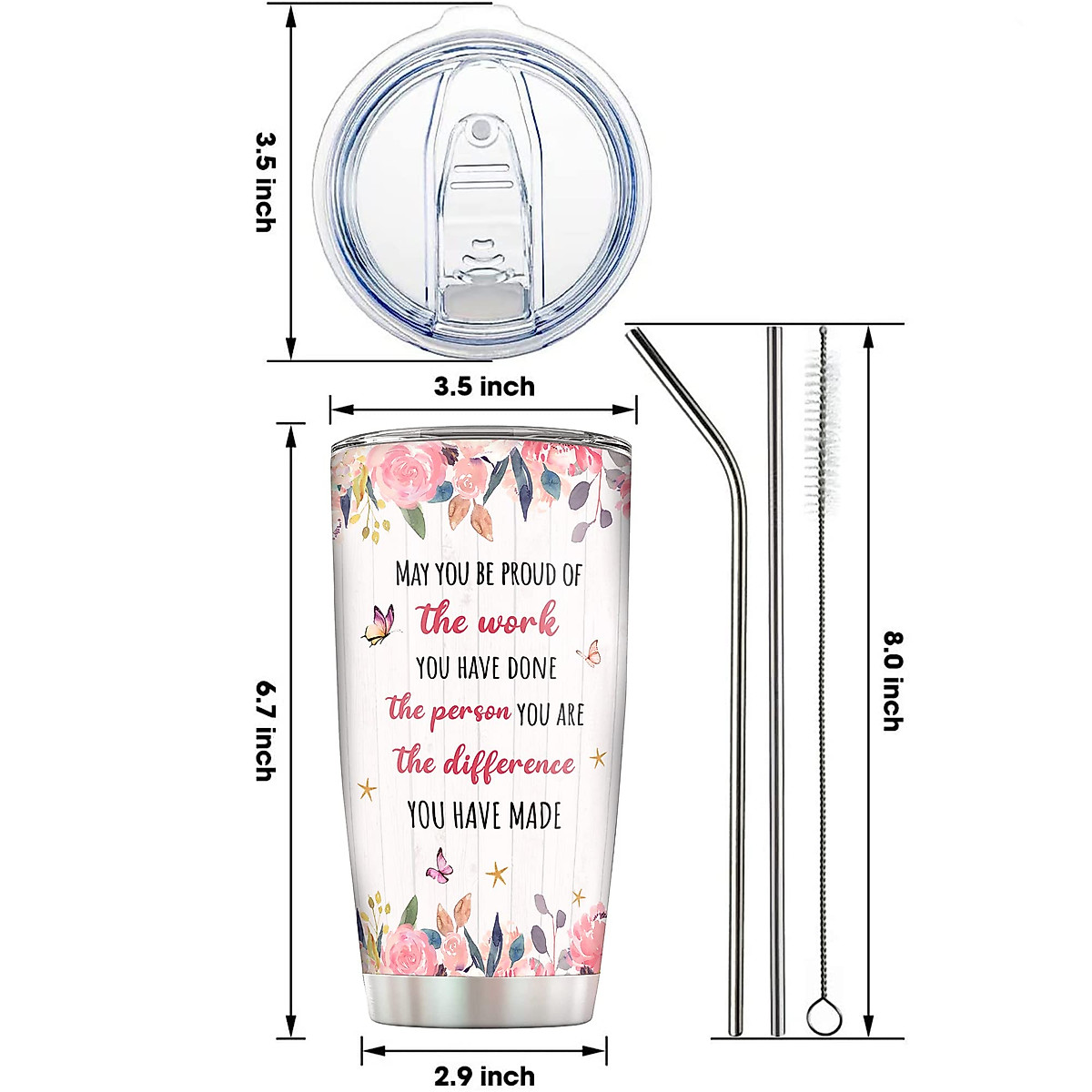 CGMIBAS Retirement Gifts Tumbler Cup 20Oz, Happy Retired Coffee Travel Mug, Retirement Drinking Cup, Retirement Mug Gifts for Women Friends Nurse Teacher