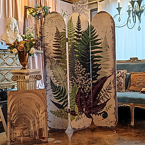 LANDCHY Black Forest Style Room Divider Screen Wood Privacy Screens Fern Leaf Painting 3-Panel Foldable Portable Room Separating Divider Partitions and Dividers Freestanding Home Decor 71'' Tall