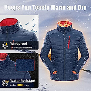 33,000ft Men's Lightweight Packable Insulated Puffer Winter Jacket, Water-Resistant Warm Quilted Down Alternative Puffy Coat