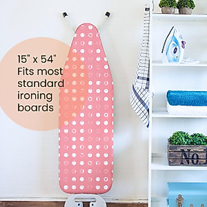 Wool Reversible Fitted Ironing Board Cover - 2 in 1 - One Side Wool One Side Cotton (Fits 54" x 18" Standard Ironing Boards) (Pink)