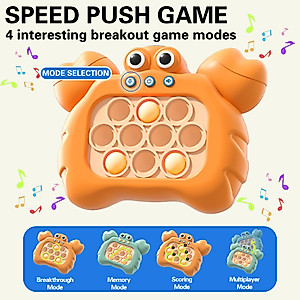 HEEGABEM Fast Push Game,Sensory Toys Pop Game Machine,Handheld Fidget Console for Kids Adults, Birthday Gifts for Boys Girls-Orange