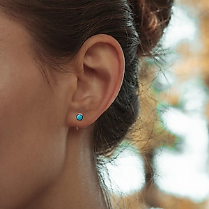 Huggie Hoop Earring 925 Sterling Silver Synthetic Turquoise Huggie Earrings for Women Ear Hugger Earrings Half Hoop Earrings