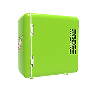 CURTIS Mountain Dew MIS134MD, Mini Portable Compact Personal Fridge Cooler, 4 Liter Capacity Chills Six 12 oz Cans, 100% Freon-Free & Eco Friendly, Lime