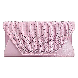 CUCTACBCT Women Envelope Clutch Purse Party Wedding Crossbody Evening Bag Prom Handbag,Pink