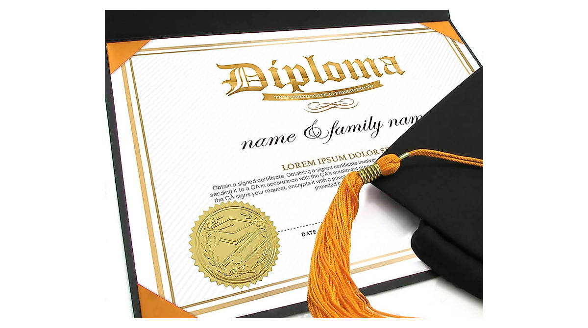 Embossed Gold Foil Seals for Diplomas - 100 Count