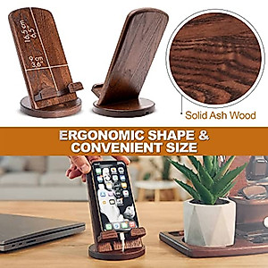 TESLYAR Wooden Cell Phone Stand Holder Portable Nightstand Organizer Men Husband Wife Anniversary Dad Birthday Purse Father Graduation Male Travel Idea Gadgets