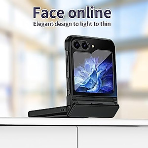 Phone case Compatible with Samsung Galaxy Z Flip 5 Case with Hinge Protection,Slim Thin Shockproof Hard Full-Body Protective Phone Case Cover for Flip5 5G Phone Phone Cover (Color : Black)