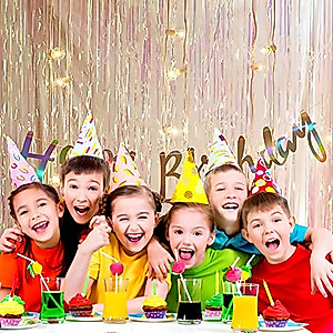 BRAVESHINE Party Decorations Iridescent Foil Fringe Backdrops - 2 Pack 3.2 x 6.5 ft Metallic Tinsel Photo Booth Pros Streamer Curtains for Birthday Wedding Graduation Christmas Holiday - Clear