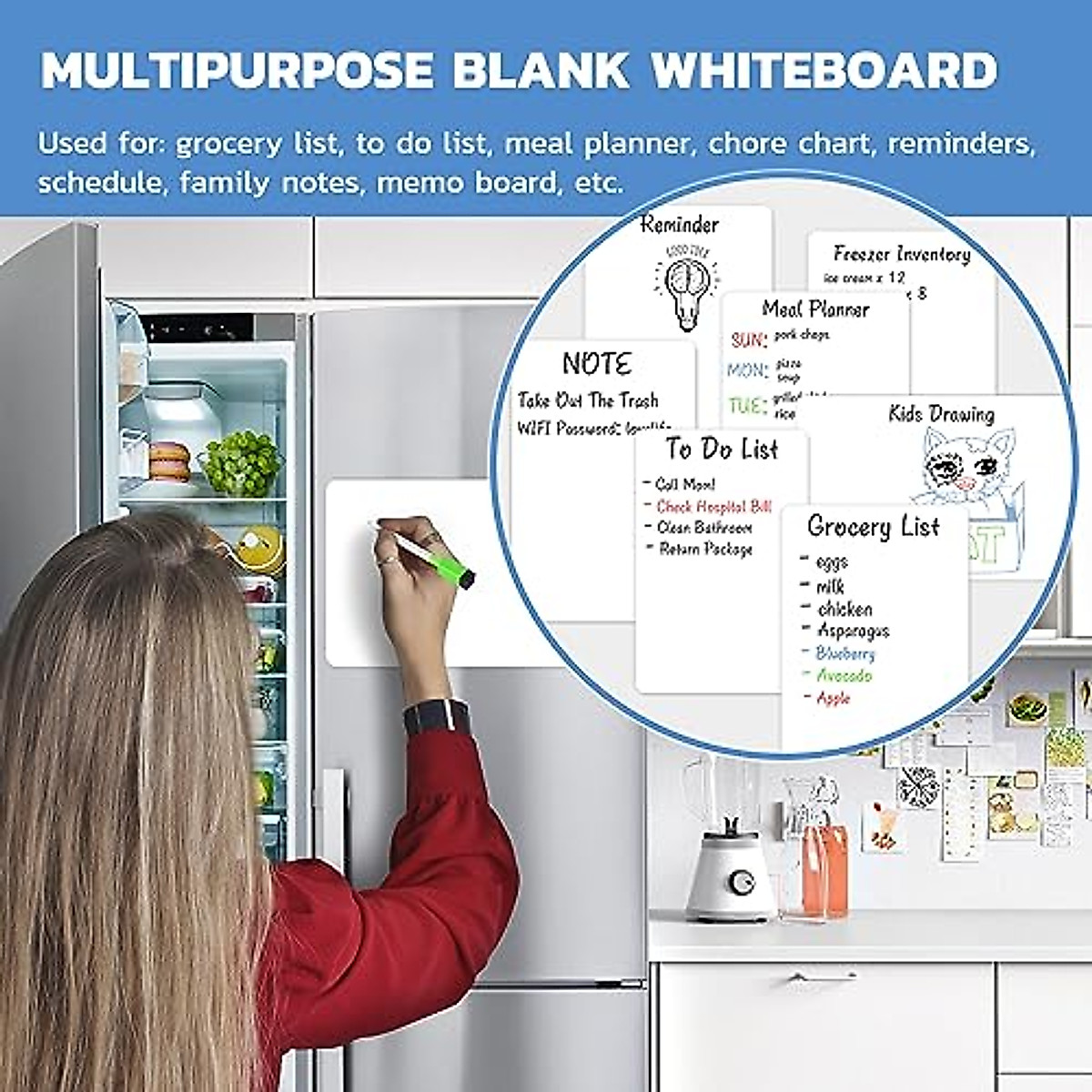 HOMiDEK Dry Erase Magnetic Whiteboard, Refrigerator Magnet Sheet, Small Fridge White Board with Markers and Eraser - 20 x 13 Inches