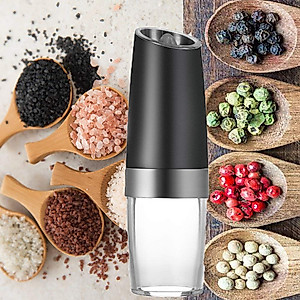LBPYRMIGV Molinillo de sal y pimienta eléctrico Juego de 2 saleros Molinillo de pimienta automático con una mano