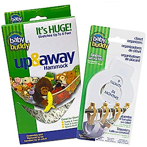 Baby Buddy Bundle- One Up & Away Hammock & Closet Organizers 5ct, Kids Stuffed Animal Hammock, Baby Clothes Closet Dividers – Nursery Clothing Organization for Babies and Kids, Toy Storage, White