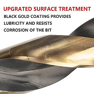 VALYRIANTOOL 1-3/8 in. x 6 in. Fractional Cobalt Silver and Deming Drill Bits HSSCO High Speed Steel M35 S&D Twist Drill Bits for Stainless Steel 1/2" Reduced Shank 6" OAL 135-Degree Split Point