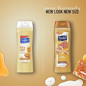 Suave Essentials Gentle Body Wash Milk & Honey 6 Count With A Sweet Oil Blend Essence Infused With Vitamin E & Honey Extract 18 Oz