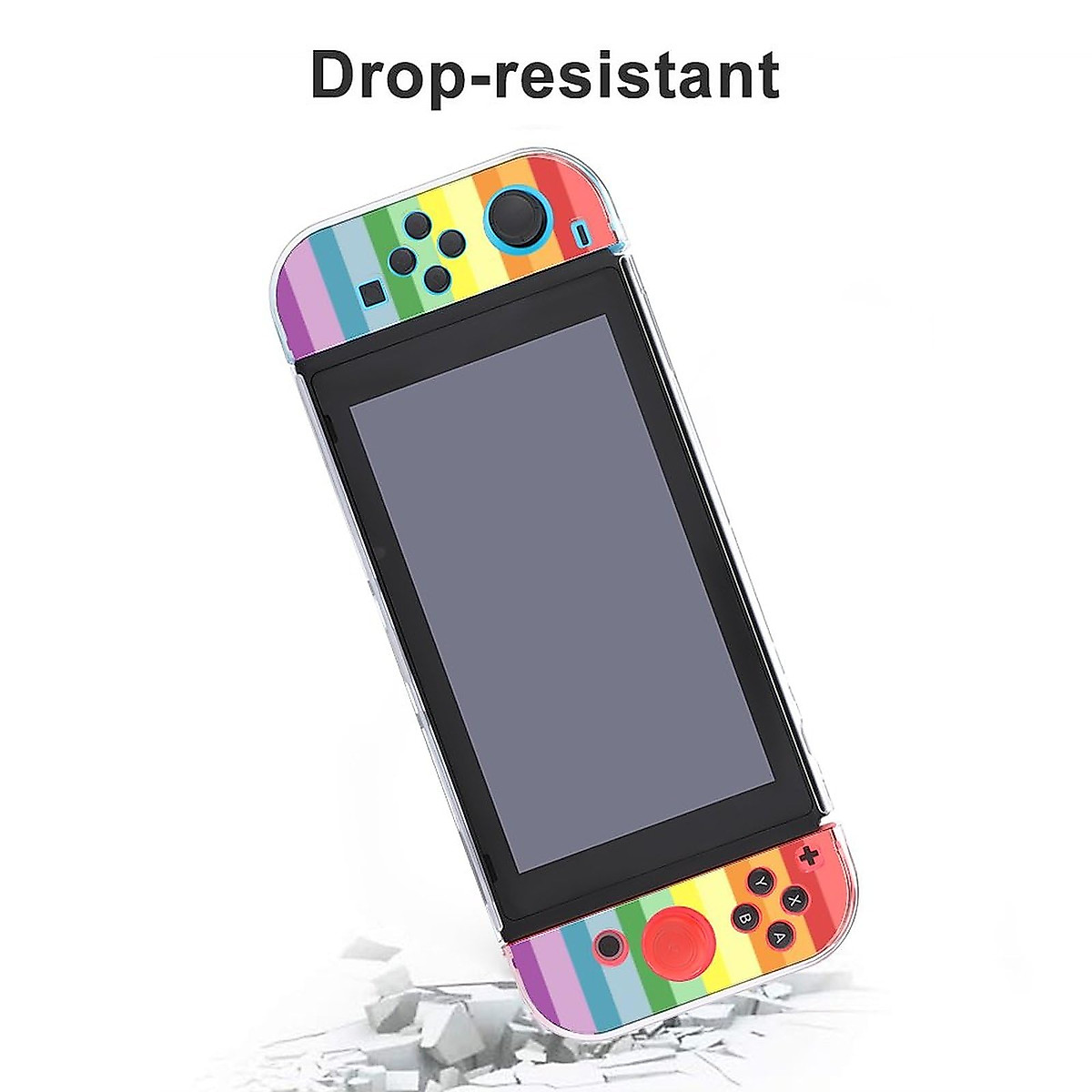 Gay Pride LGBT Rainbow Printed Protective Case Cover Compatible with Switch Game Console Controller with Holder Stand