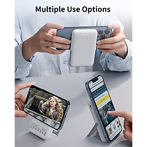 JoyGeek Magnetic Portable Charger, 10,000mAh Wireless Power Bank with Foldable Stand, Mag Safe Battery Pack PD 20W Fast Charging with C-C Cable for iPhone 14/14 Pro/14 Pro Max/14 Plus & 13/12 Series