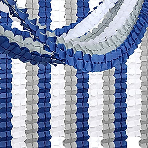 Navy-Blue White-Silver Party-Decorations Streamers Garland - 12pcs Royal Graduation 2022 4-Leaf Clover Paper Streamer Men Boy Birthday Wedding Bridal Shower Flower Banners Fathers Day Decor Ouruola