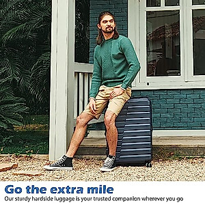 COOLIFE Expandable Suitcase PC ABS TSA Luggage Lock Spinner Carry on (wine red, 3 piece set)