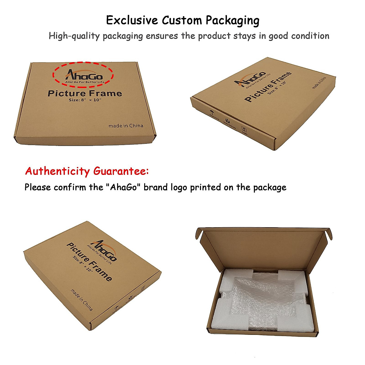 AhaGo Gold Floating Frame(8"×10", Horizontal), For Picture 7x9, 6x8, 5x7, Tabletop Shelf Photo Frame, Home or Office Decor, Classy For Holiday, Birthday or Wedding