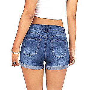 Fashion Mini Shorts ,THENLIAN Women Low Waisted Washed Ripped Hole Short Jeans Denim Pants Shorts(XL, Blue)