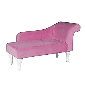 HomePop Youth Chaise Lounge, Pink Velvet