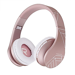 PowerLocus Bluetooth Headphones Over Ear, Bluetooth Headphone Rose Gold, Wireless Headphones Foldable, Hi-Fi Stereo, Soft Memory Foam Earmuffs, Built-in Mic & Wired Mode for iPhone,Android,PC,Laptops