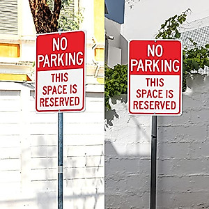 Faittoo No Parking This Space Is Reserved Sign, 14 x 10 Inch Reflective Aluminum Sign, UV Protected and Weatherproof, Durable Ink, Easy to Install and Read, Indoor/Outdoors Use