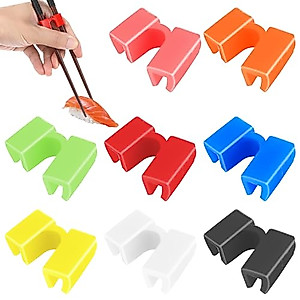 Chopstick Helpers for Beginners, Mabor 8 Pairs Training Chopstick Hinges Reusable Connector Multicolor Training Chop Sticks Easy Use for Adults, Kids, Beginner, Trainers or Learner