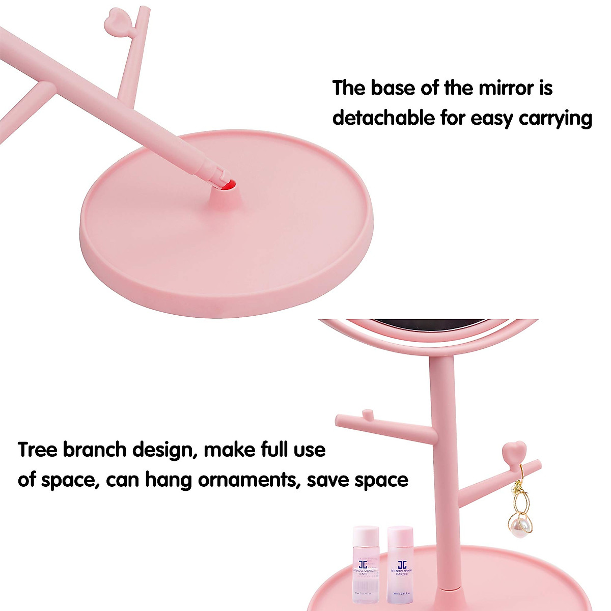 Nonebranded Desk Mirror for Makeup&Freestanding Pink Mirror, Folding Design for Tabletop