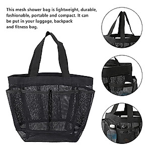 Mesh Shower Caddy Tote Bag, Large Capacity Shower Basket with 9 Storage Pocket, Portable Hanging Toiletry Caddy Bag, Breathable Toiletry Caddy Organizer for Bathroom College Dorm Gym Camping Travel