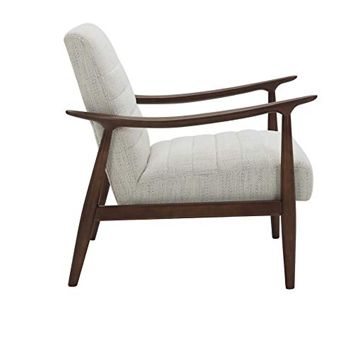 Amazon Brand – Rivet Spear Mid-Century Modern Channel Tufted Accent Chair with Wood Arms, 29.1"W, Ivory-Grey