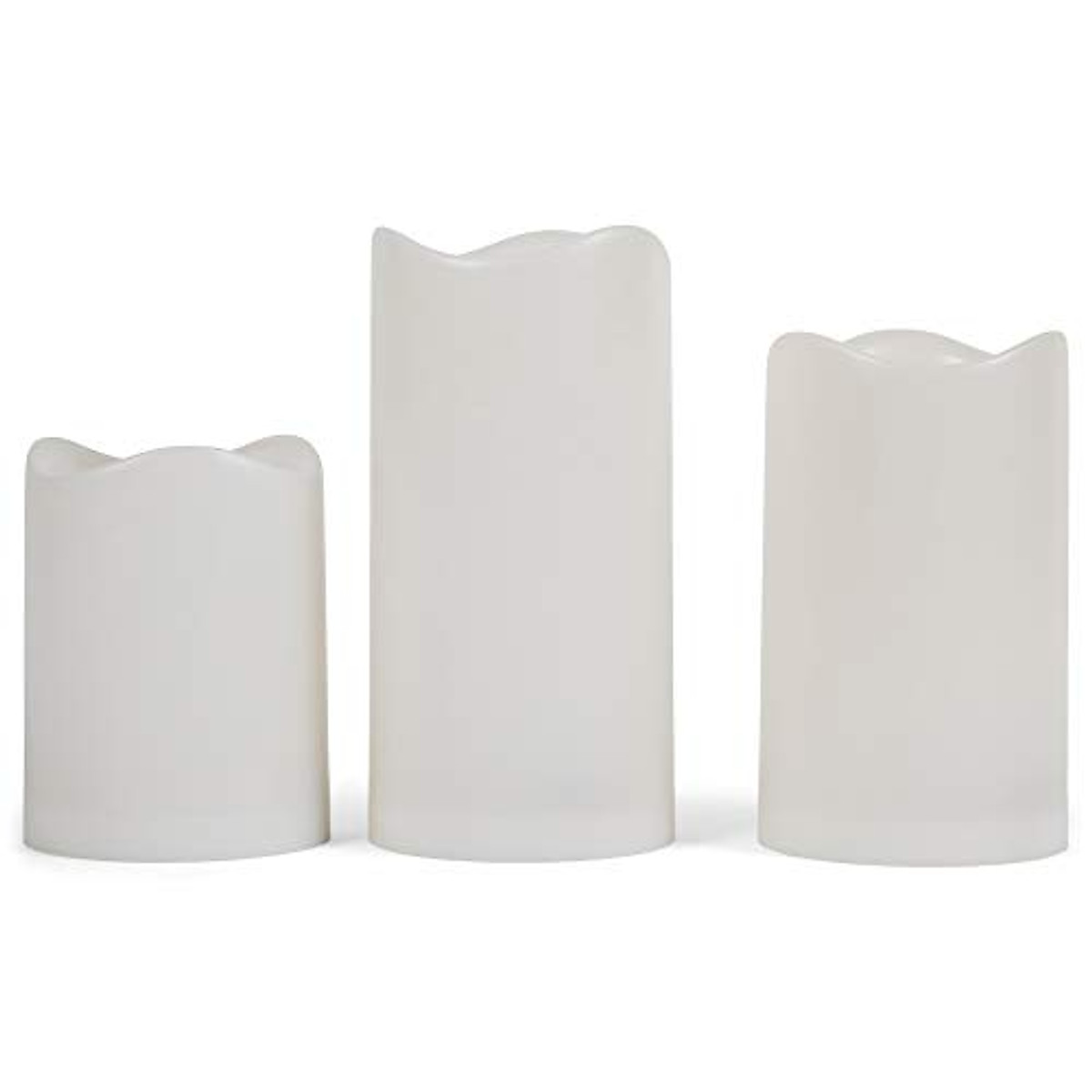 Pillar Melted Top Timer White Vanilla 6 inch Wax Flameless Candles Set of 3