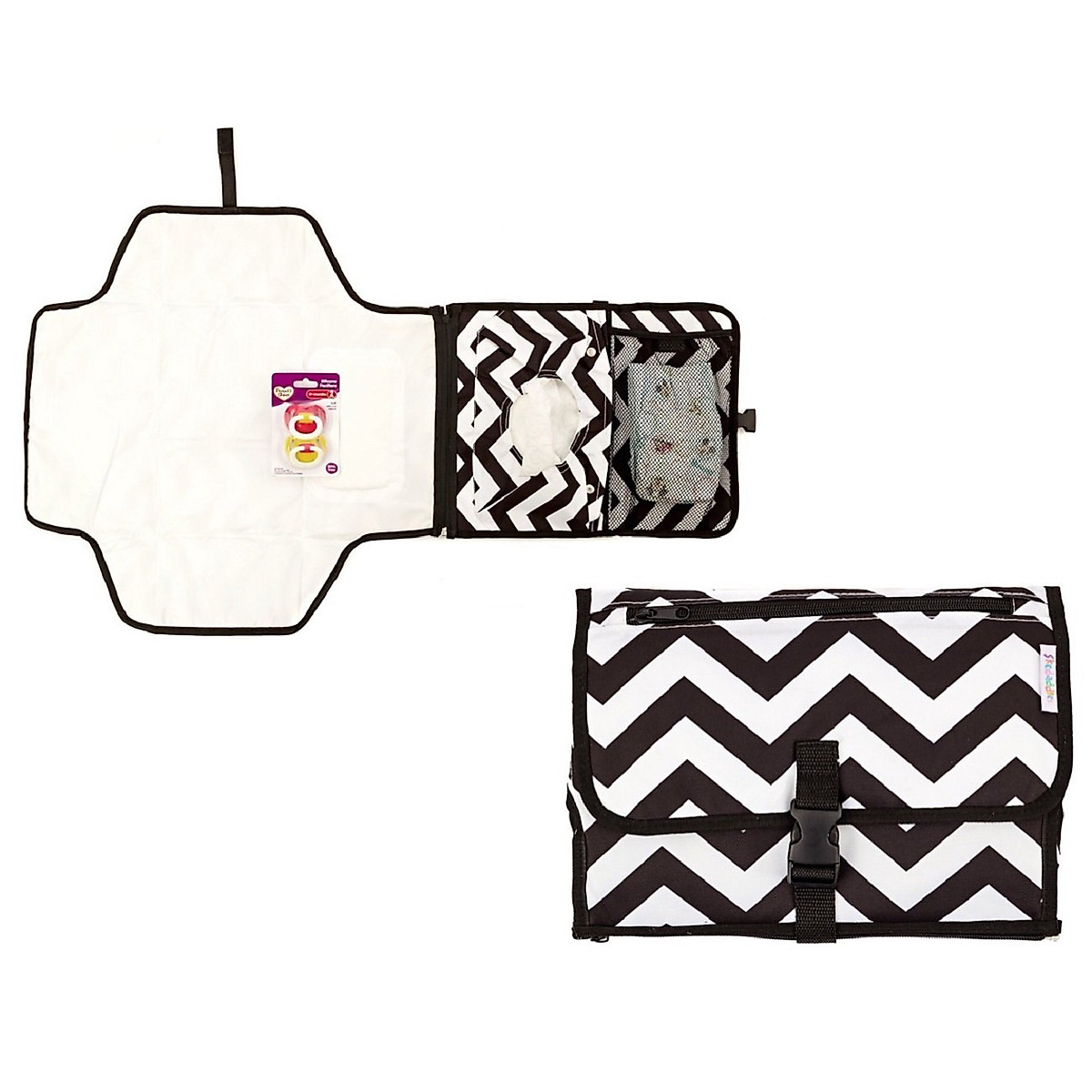 Skeddadles Baby Portable Changing Pad, 2 Wet/Dry Storage Areas, 2 Bags in 1!