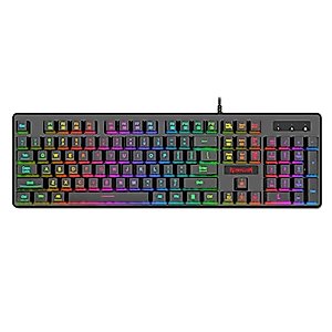 Redragon K509 RGB-Backlit Gaming Keyboard,104 Keys Wired Mechanical Feeling Low Profile Quiet Keyboard, Spill-Resistant, Anti-Ghosting, Compatible with Windows,macOS, PS4/5, Xbox. Black