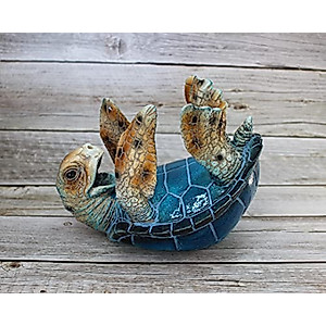 Sea Turtle Bottle Holder Turtle Figurine Natural Color Turtle Wine Bottle Holder, Blue