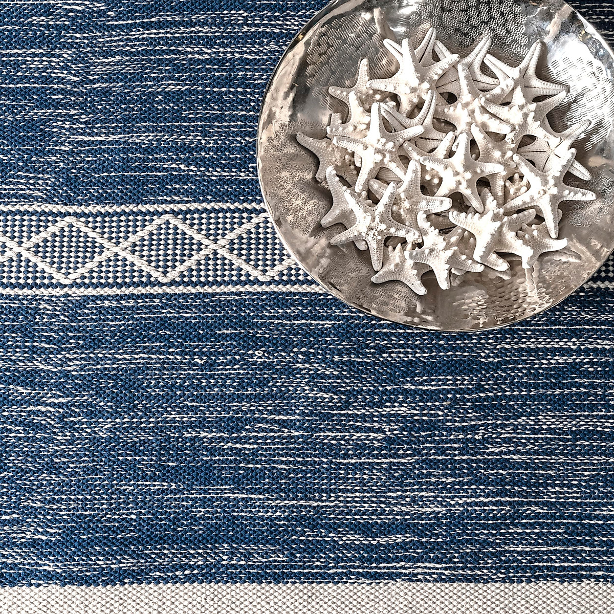 nuLOOM Striped Fringe Angela Area Rug, 6x9, Blue